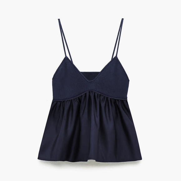 Commense | Tops | Navy Ruffle Crop Cami Top Extrasmall New With Tag ...